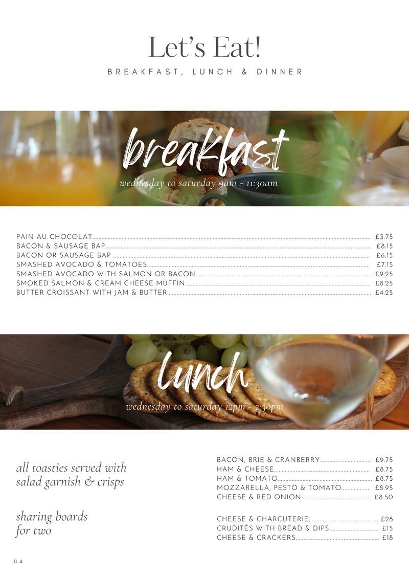 Menu - Penn Croft