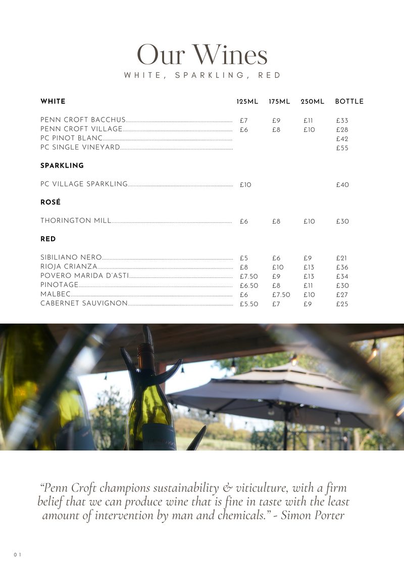 Menu - Penn Croft